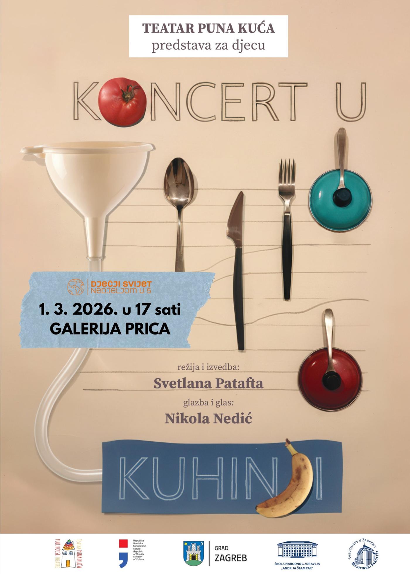 Glazbena predstava za djecu „Koncert u kuhinji“ u Galeriji Prica